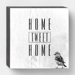 Modern Home Tweet Home Cute Small Bird Wooden Box Sign | Zazzle