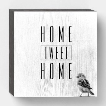 Modern Home Tweet Home Cute Small Bird Wooden Box Sign | Zazzle