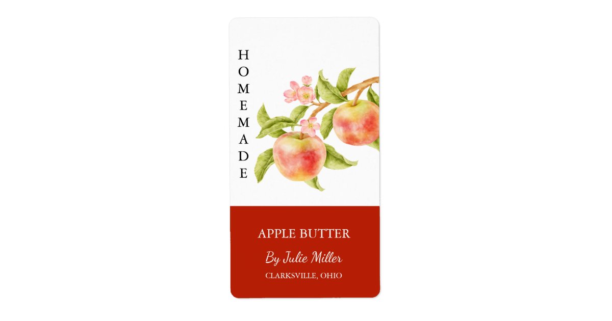 Modern Homemade Apple Jam Label | Zazzle