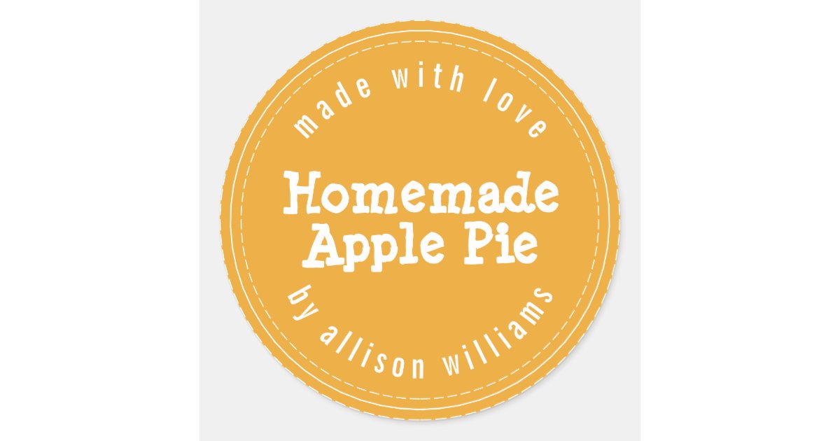 Modern Homemade Apple Pie Mellow Yellow Classic Round Sticker | Zazzle