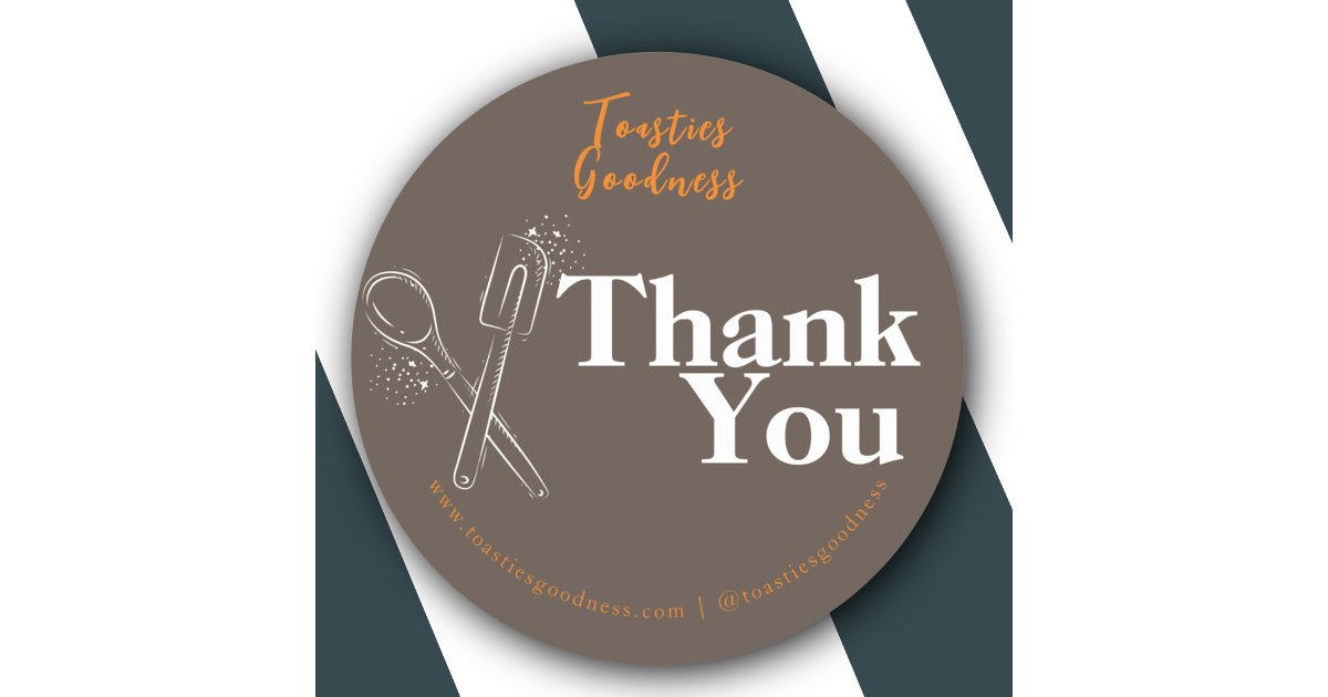 Modern Homemade Baked Goods Thank You Brown Classic Round Sticker | Zazzle