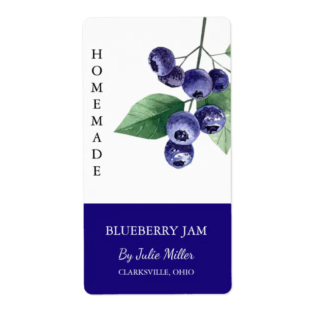 Modern Homemade Blueberry Jam Label | Zazzle