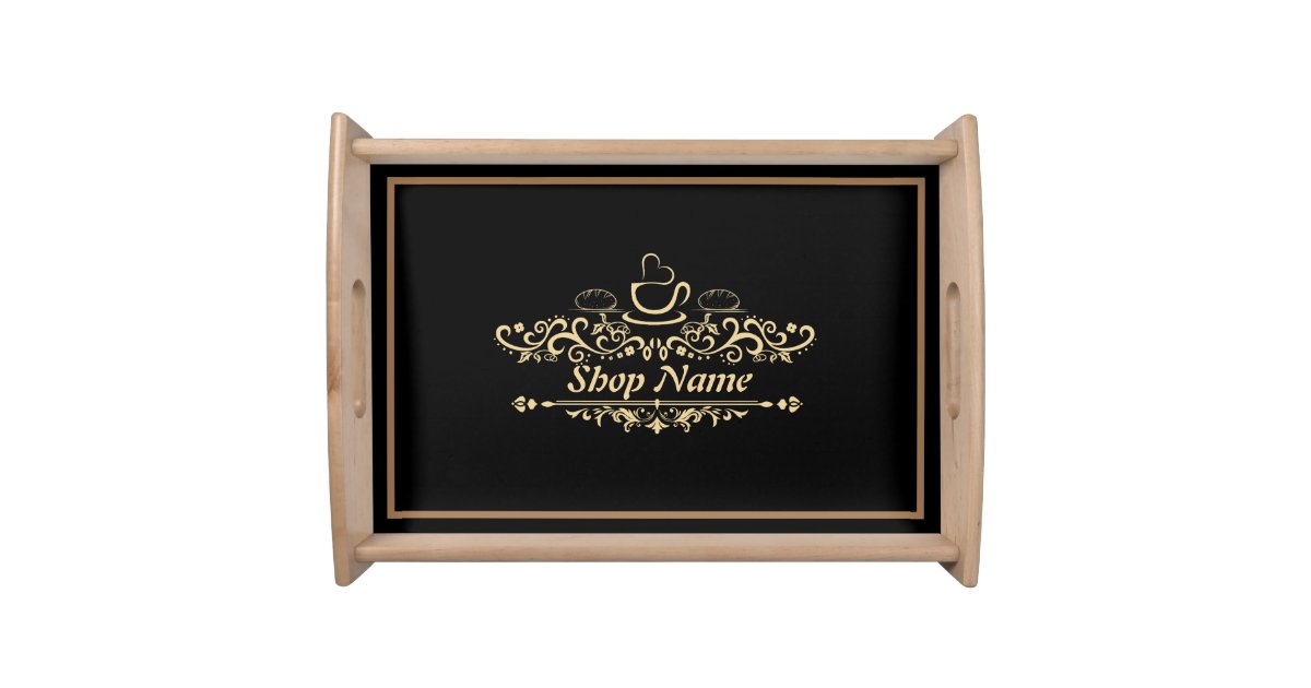 Modern Homemade coffee Bakery custom Business Logo Serving Tray | Zazzle