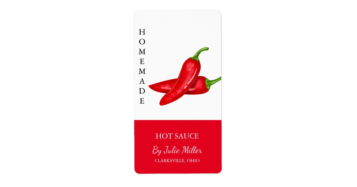 Modern Homemade Hot Sauce Label | Zazzle