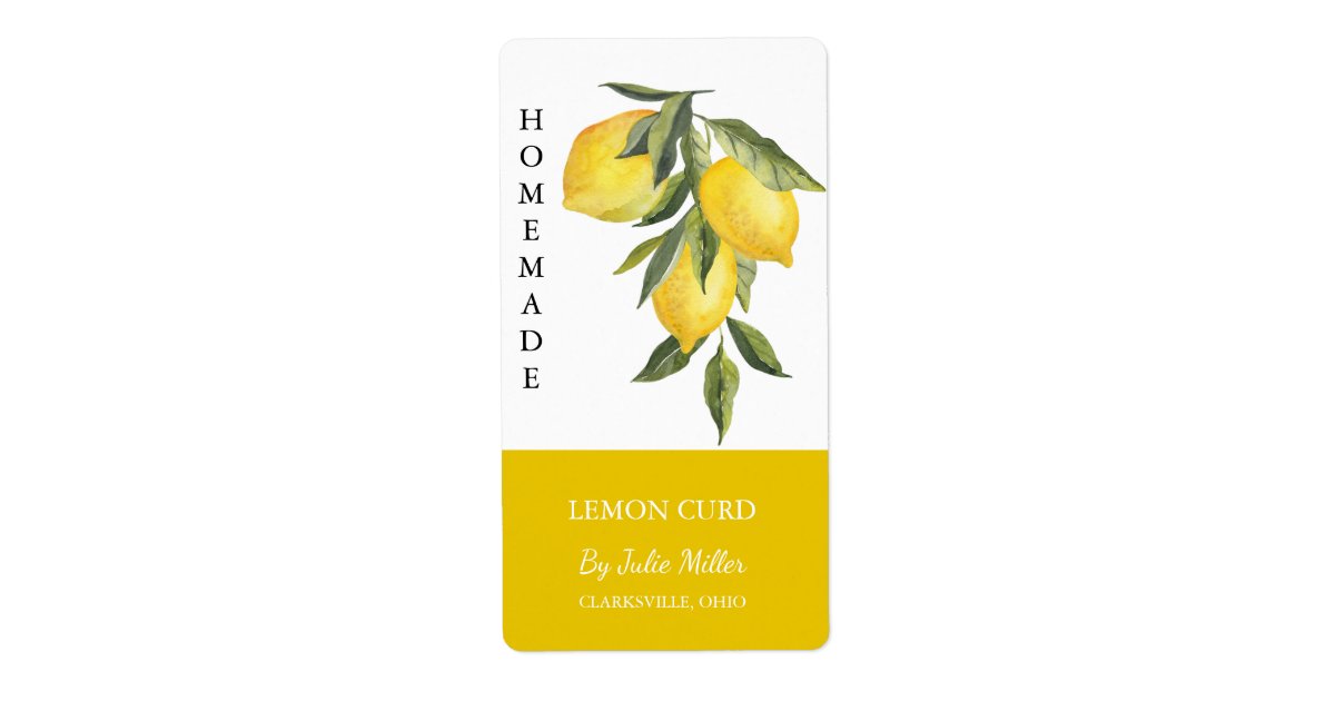 Modern Homemade Lemon Curd Label | Zazzle