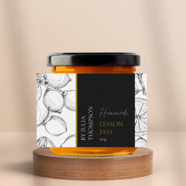 Modern Homemade Lemon Jam Label | Zazzle