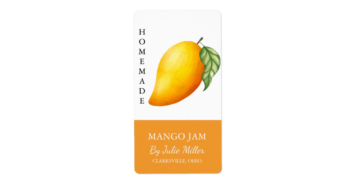 Modern Homemade Mango Jam Label | Zazzle