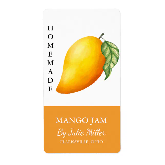 Modern Homemade Mango Jam Label | Zazzle