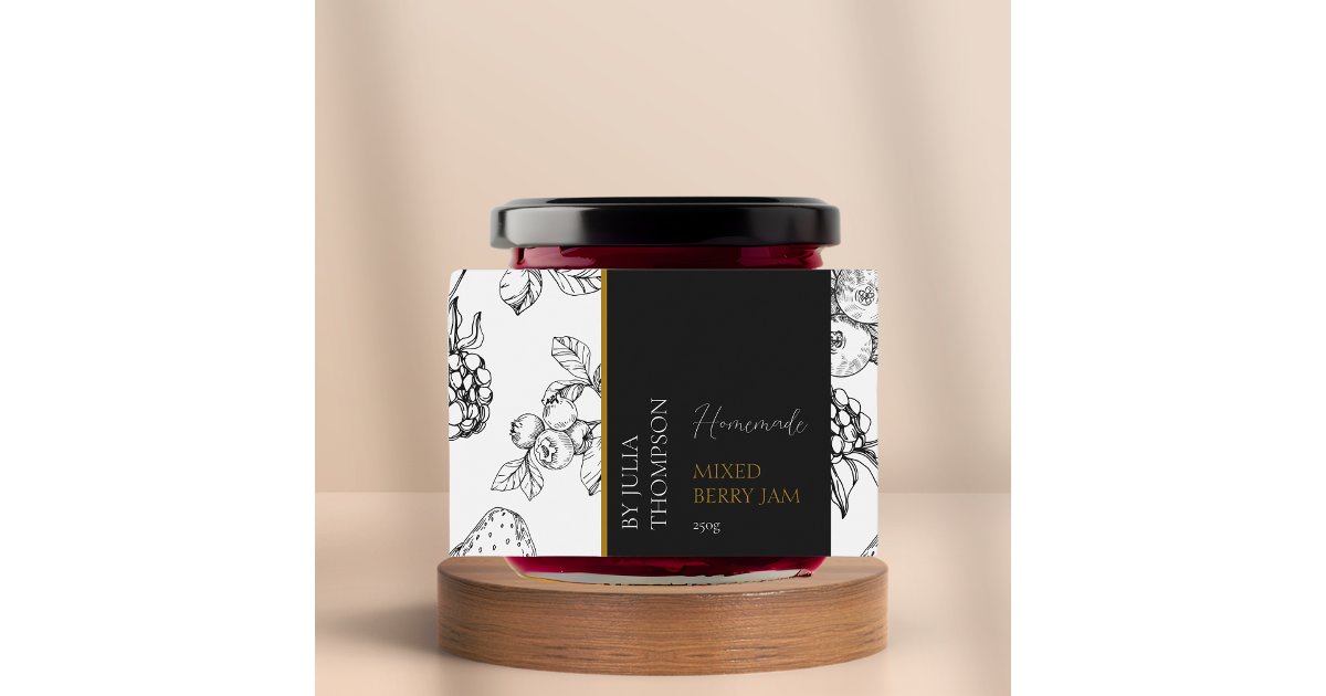 Modern Homemade Mixed Berry Jam Label | Zazzle