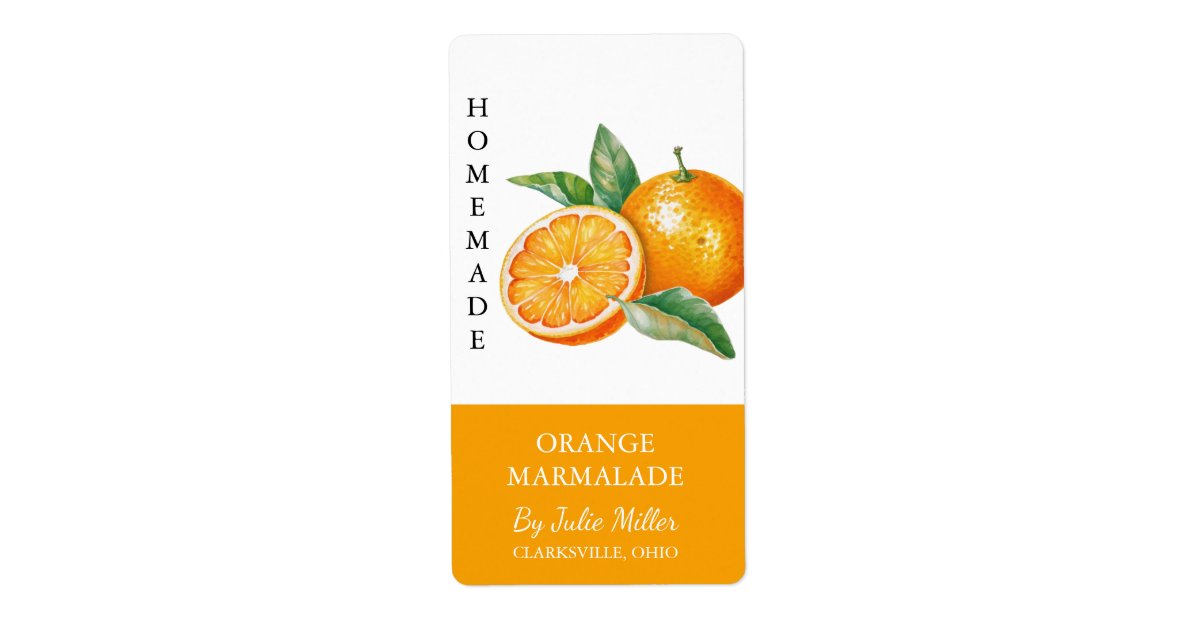Modern Homemade Orange Marmalade Label | Zazzle