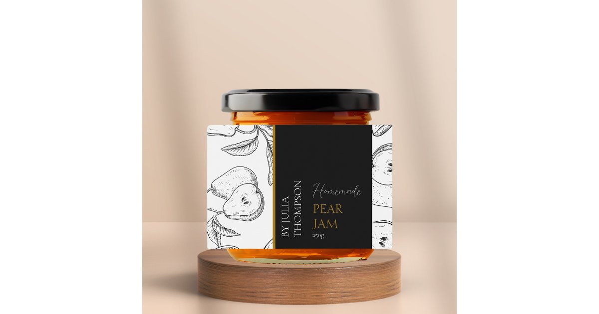 Modern Homemade Pear Jam Label | Zazzle