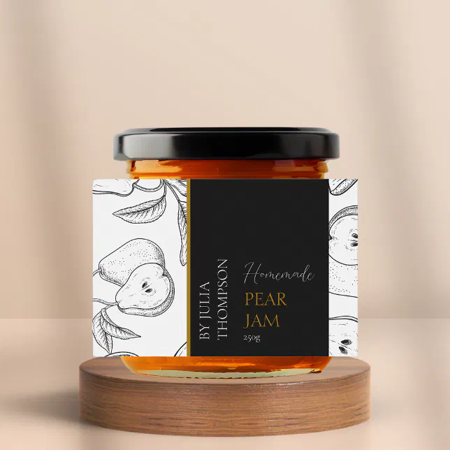 Modern Homemade Pear Jam Label | Zazzle