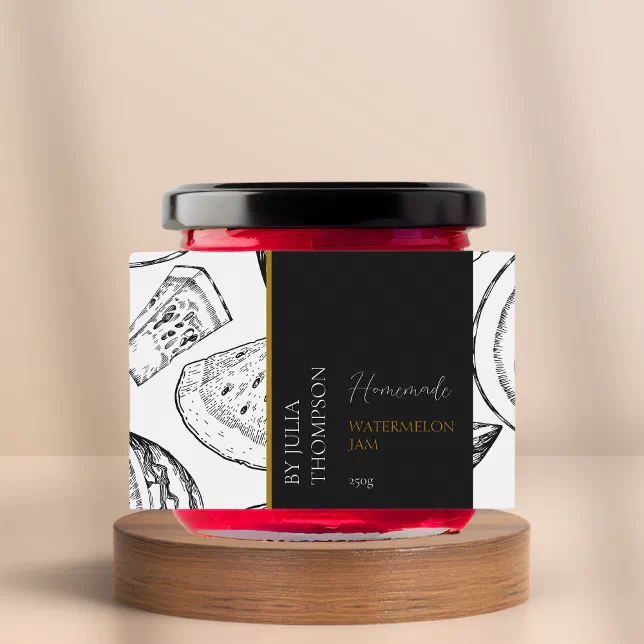 Modern Homemade Watermelon Jam Label | Zazzle