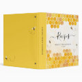Modern Honeycomb Bumble Honey Bee Yellow Recipe 3 Ring Binder | Zazzle
