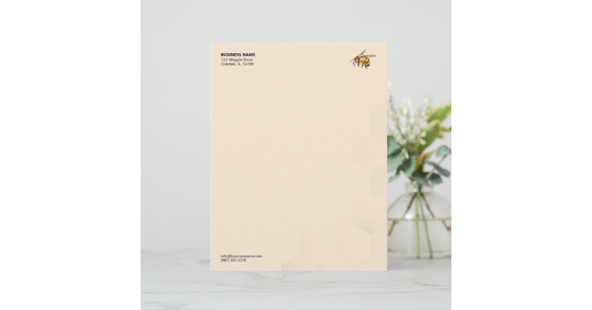 Modern Honeycomb Watermark Bee Logo Letterhead | Zazzle