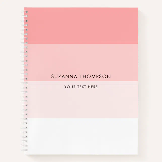 Modern Horizontal Stripe Blush Pink Notebook | Zazzle