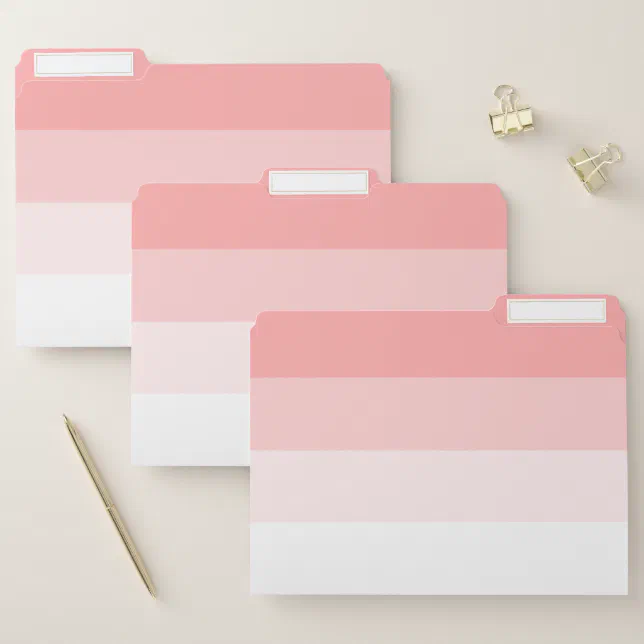 Modern Horizontal Stripe Pastel Blush Pink File Folder | Zazzle