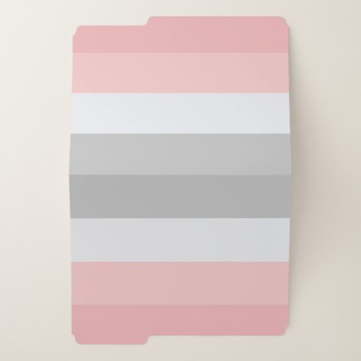 Modern Horizontal Stripe Pastel Pink & Gray File Folder | Zazzle