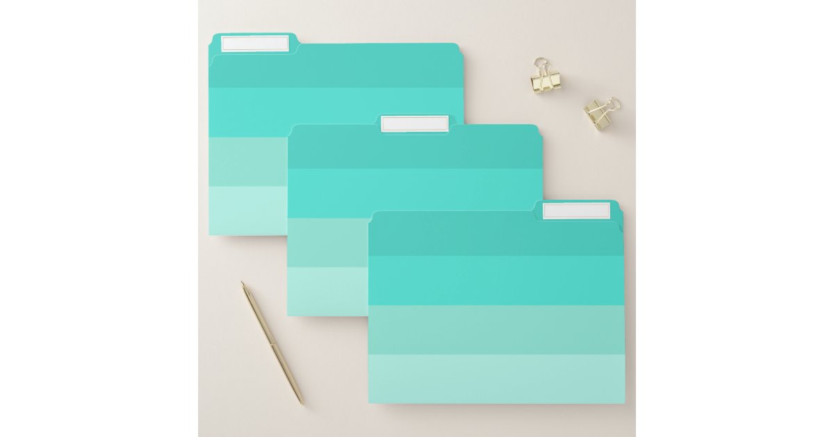 Modern Horizontal Stripe Turquoise Teal Colors File Folder | Zazzle