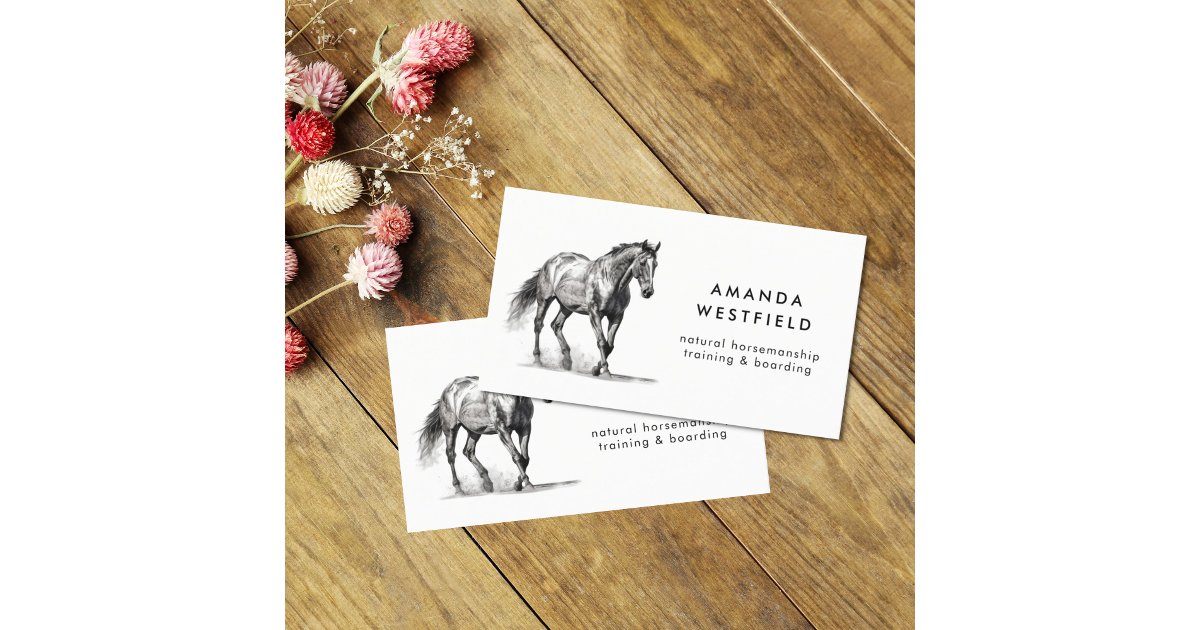 Modern Horse Sketch Equestrian Business Card | Zazzle