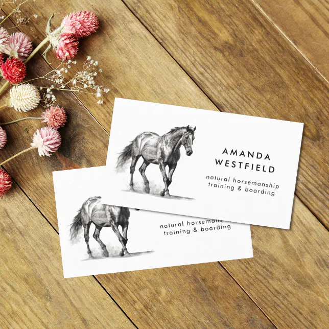 Modern Horse Sketch Equestrian Business Card | Zazzle