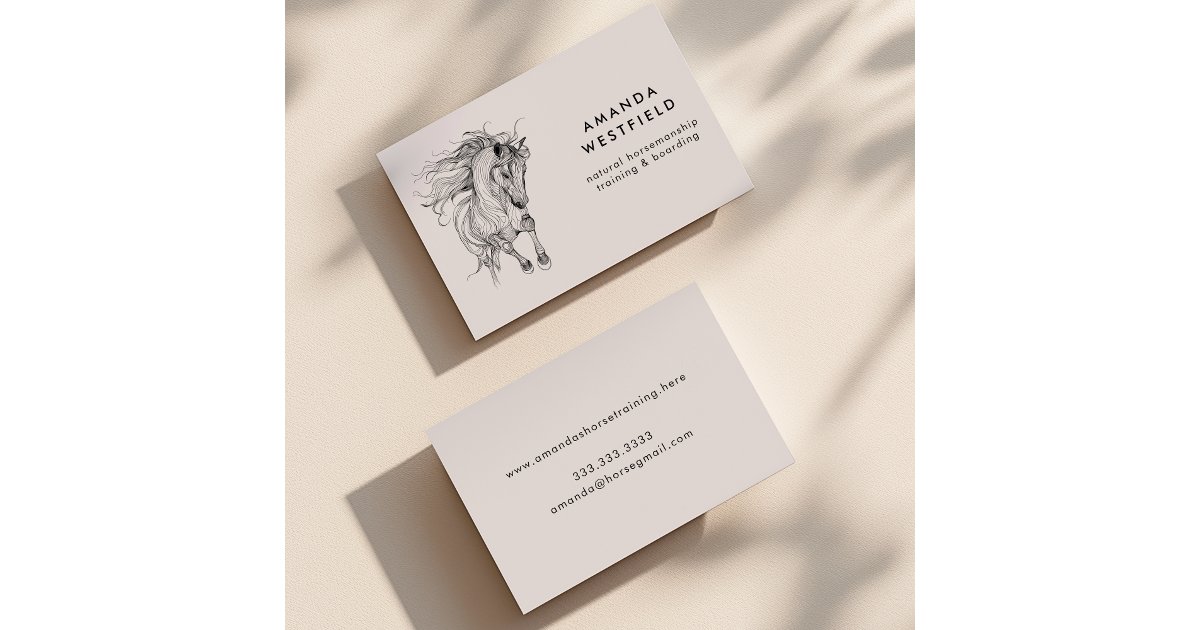 Modern Horse Sketch Equestrian Minimal Equine Business Card | Zazzle