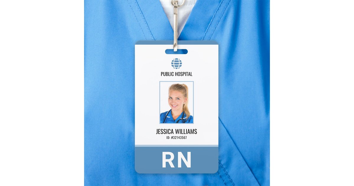 Modern Hospital Staff Registered Nurse ID Badge | Zazzle
