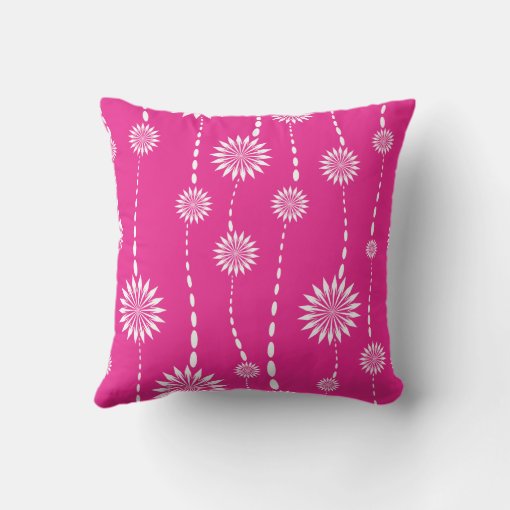 Modern Hot Pink Floral Decorative Throw Pillow | Zazzle