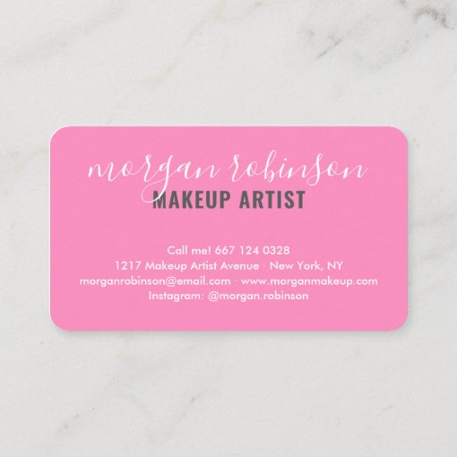Modern hot pink makeup artist script signature business card | Zazzle
