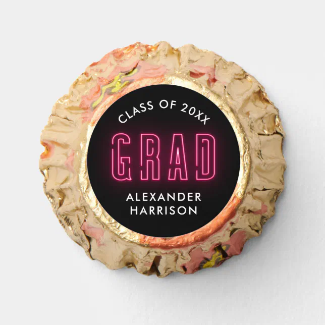 Modern Hot Pink Neon Graduation Reese's Peanut Butter Cups | Zazzle