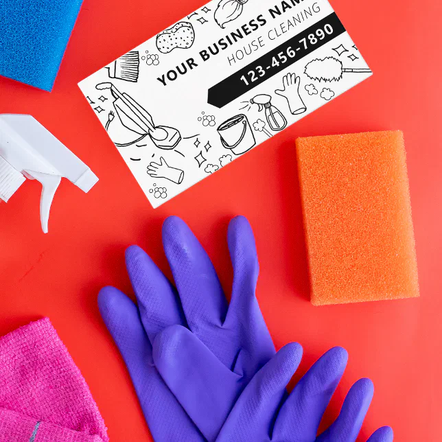 Modern House Cleaning Housekeeping Janitorial Business Card | Zazzle