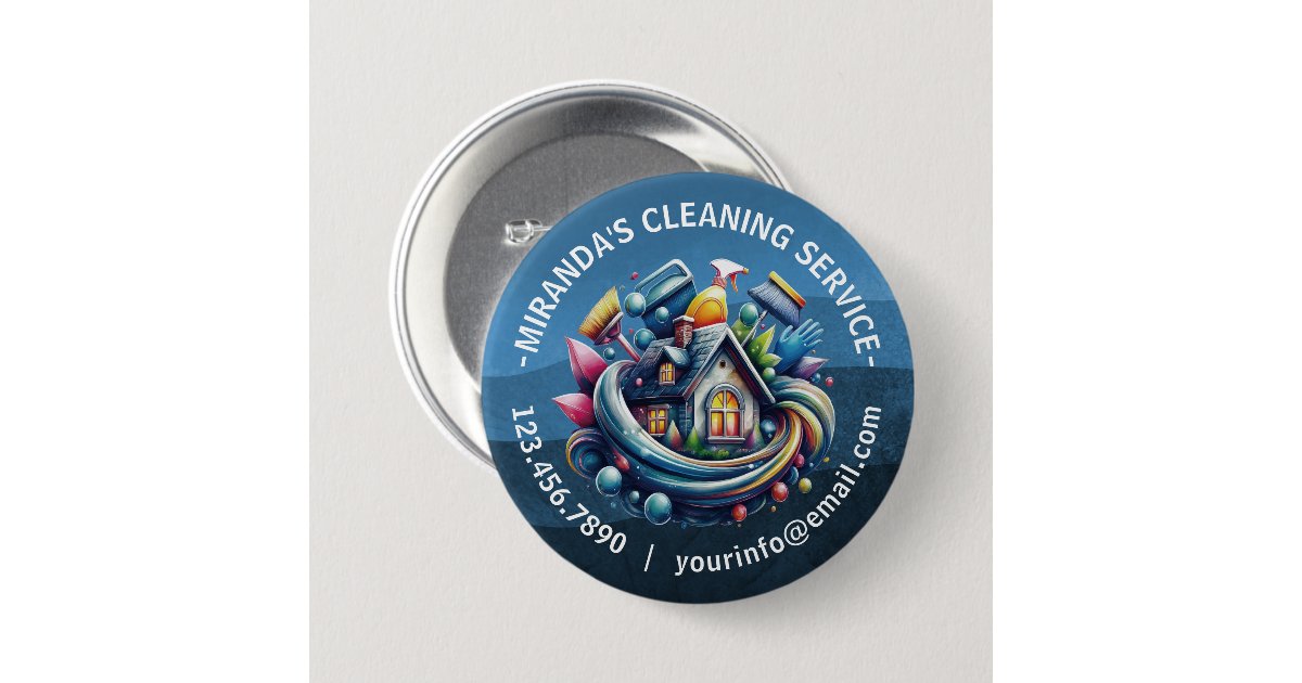 Modern House Cleaning Maid Service Housekeeping Button | Zazzle