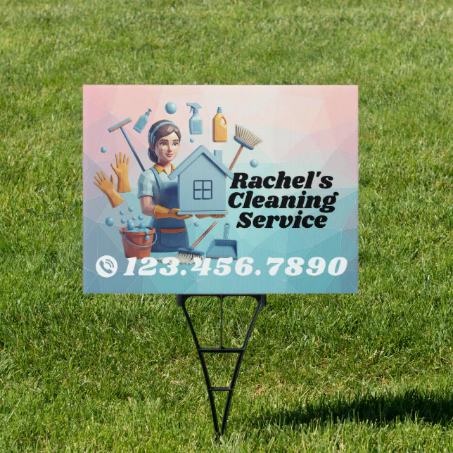 Modern House Cleaning Maid Service Housekeeping Sign | Zazzle