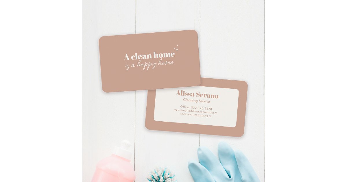 Modern House Cleaning Service Boho Blush Maid Business Card | Zazzle