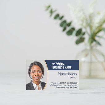 Modern House Logo Real Estate Agent Realtor Photo Business Card | Zazzle