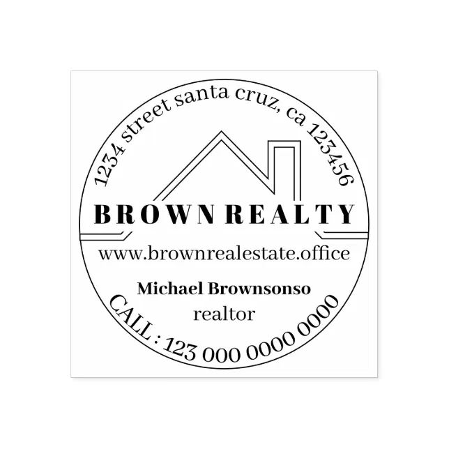 Modern House Roof Architect Real Estate Rubber Stamp | Zazzle