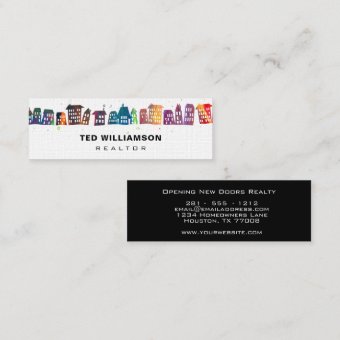 Modern Houses Real Estate Professional Realtor Mini Business Card | Zazzle