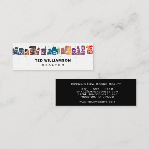 Modern Houses Real Estate Professional Realtor Mini Business Card | Zazzle