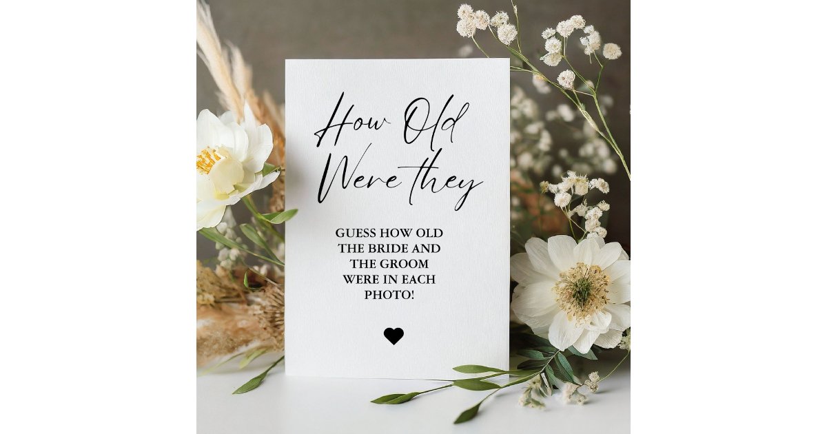 Modern How Old were they bridal Shower Game sign | Zazzle