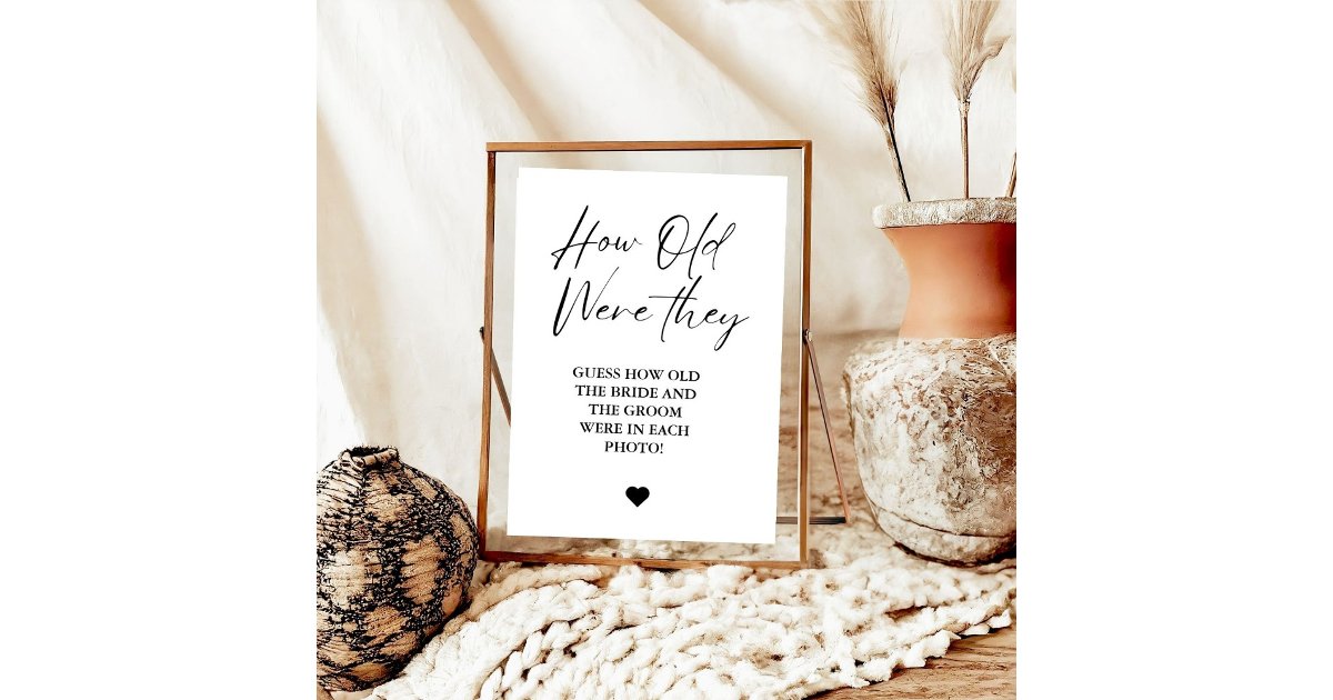 Modern How Old were they bridal Shower Game sign | Zazzle