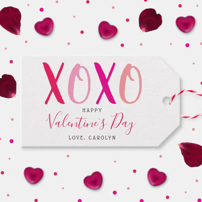 Modern Hugs & Kisses (XOXO) Valentine's Day Gift Tags | Zazzle