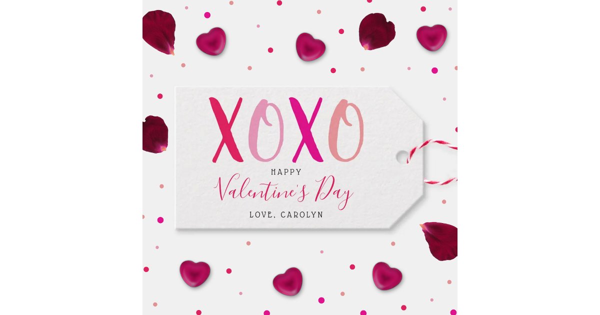 Modern Hugs & Kisses (XOXO) Valentine's Day Gift Tags | Zazzle