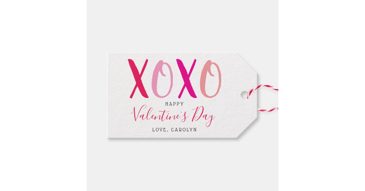 Modern Hugs & Kisses (XOXO) Valentine's Day Gift Tags | Zazzle.com