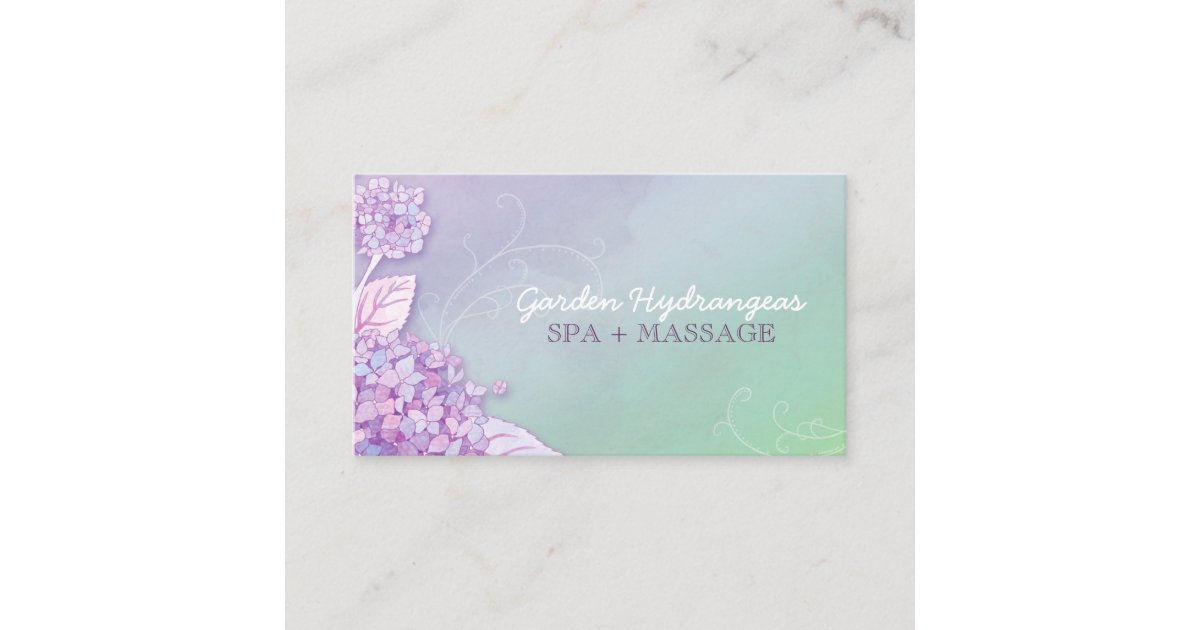 Modern Hydrangeas Spa + Massage Business Card | Zazzle