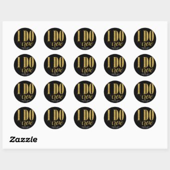 Modern I Do Crew Wedding Faux Gold Sticker | Zazzle