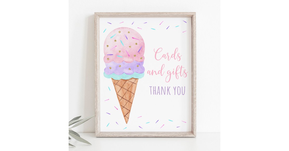 Modern Ice Cream Sprinkles Birthday Gifts Sign | Zazzle