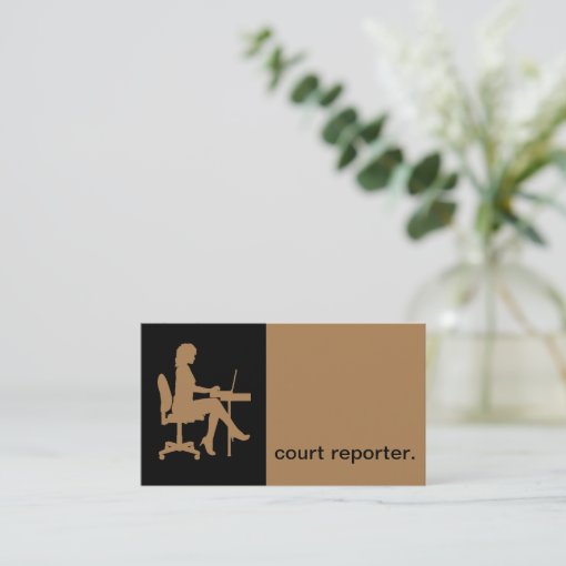 Modern Icon Silhouette court reporter | tan Business Card | Zazzle