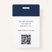 Modern ID Card Blue Minimal Logo Photo QR Code Badge | Zazzle