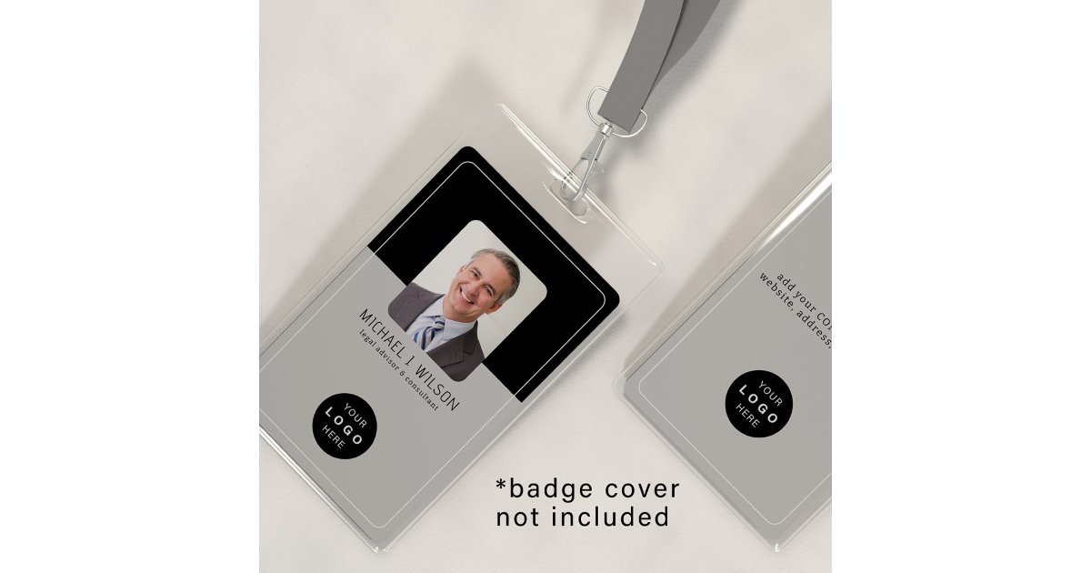 Modern ID card business company logo QR employee Badge | Zazzle