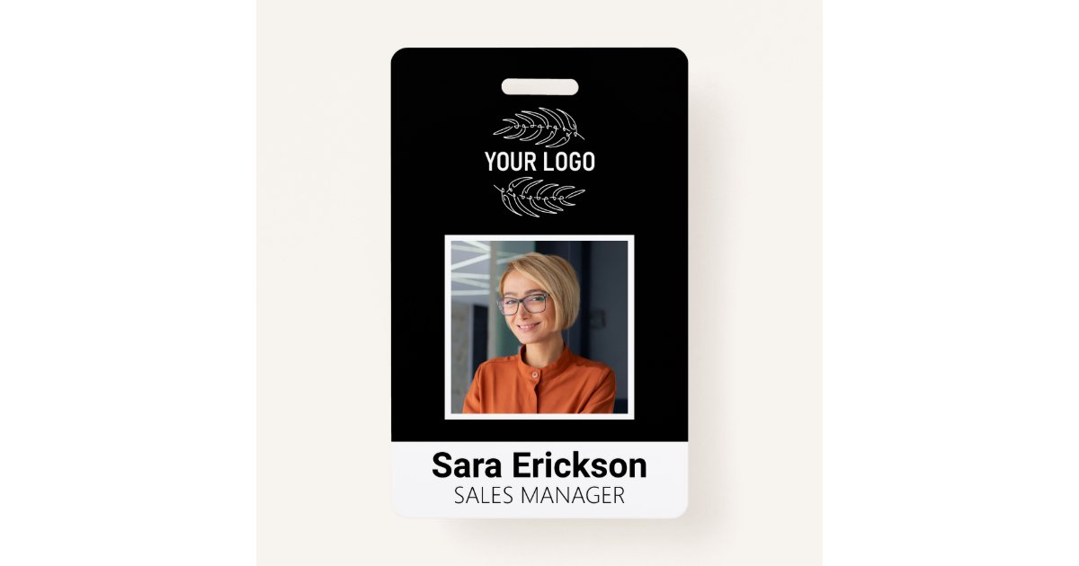 Modern ID Card Business Employee Bar Code Badge | Zazzle